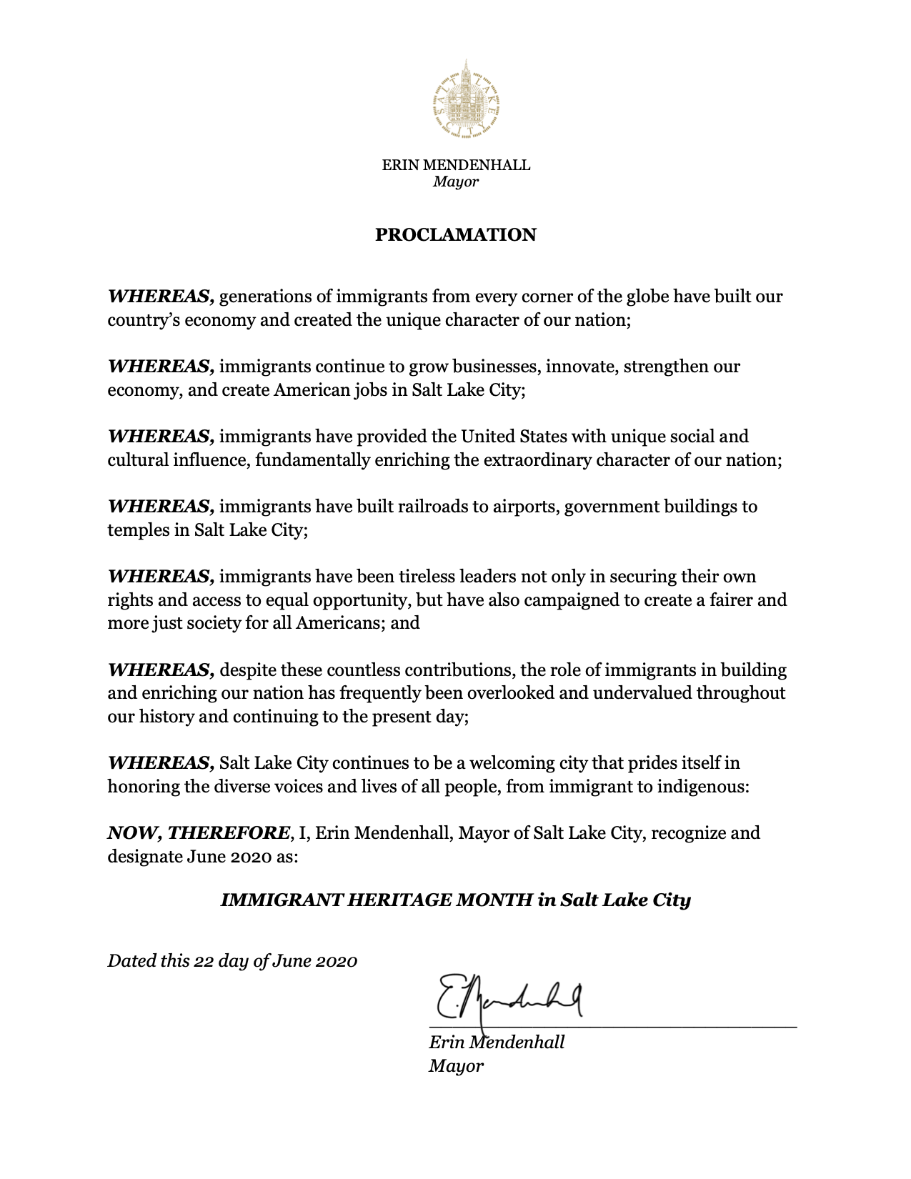 Mayor Mendenhall Issues Immigrant Heritage Month Proclamation | Mayor's ...