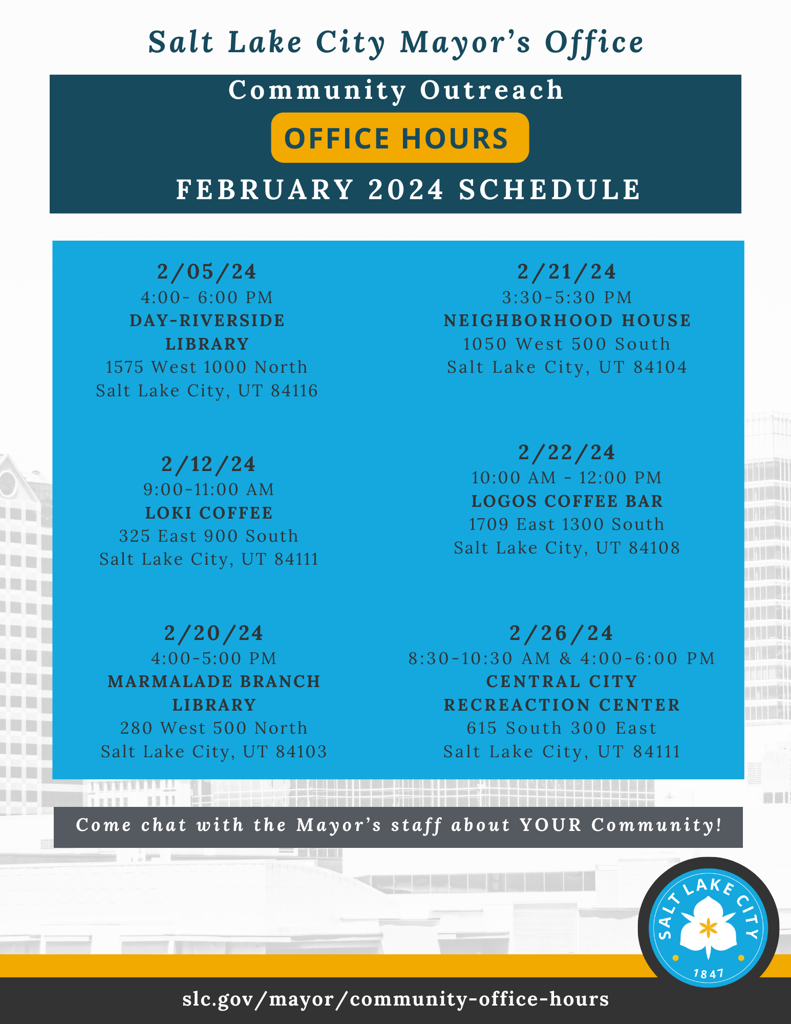 COMMUNITY OFFICE HOURS | Mayor's Office