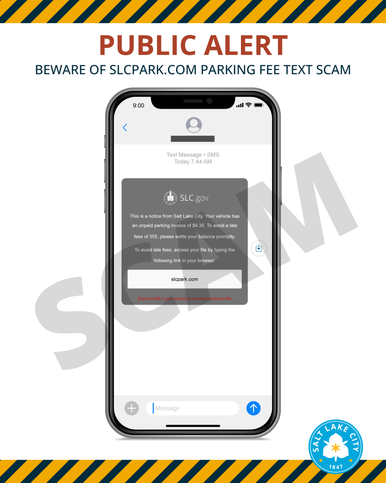 Public Alert: Beware of SLCPARK.COM Parking Fee Text Scam | MyStreet